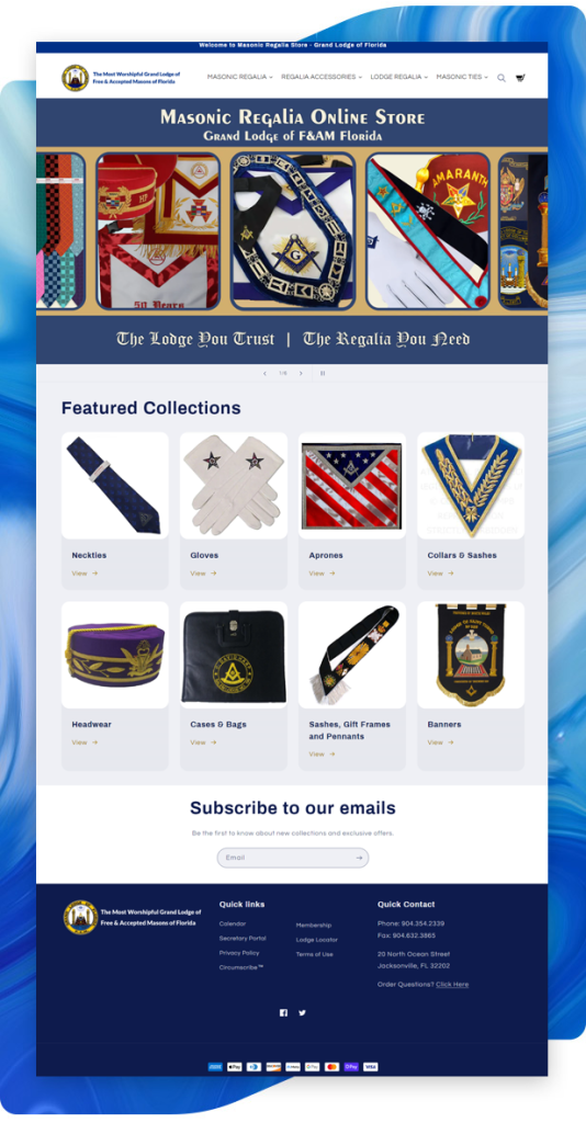 Grand Lodge of Florida launches online Masonic Regalia Store! - The Grand Lodge of Florida ...